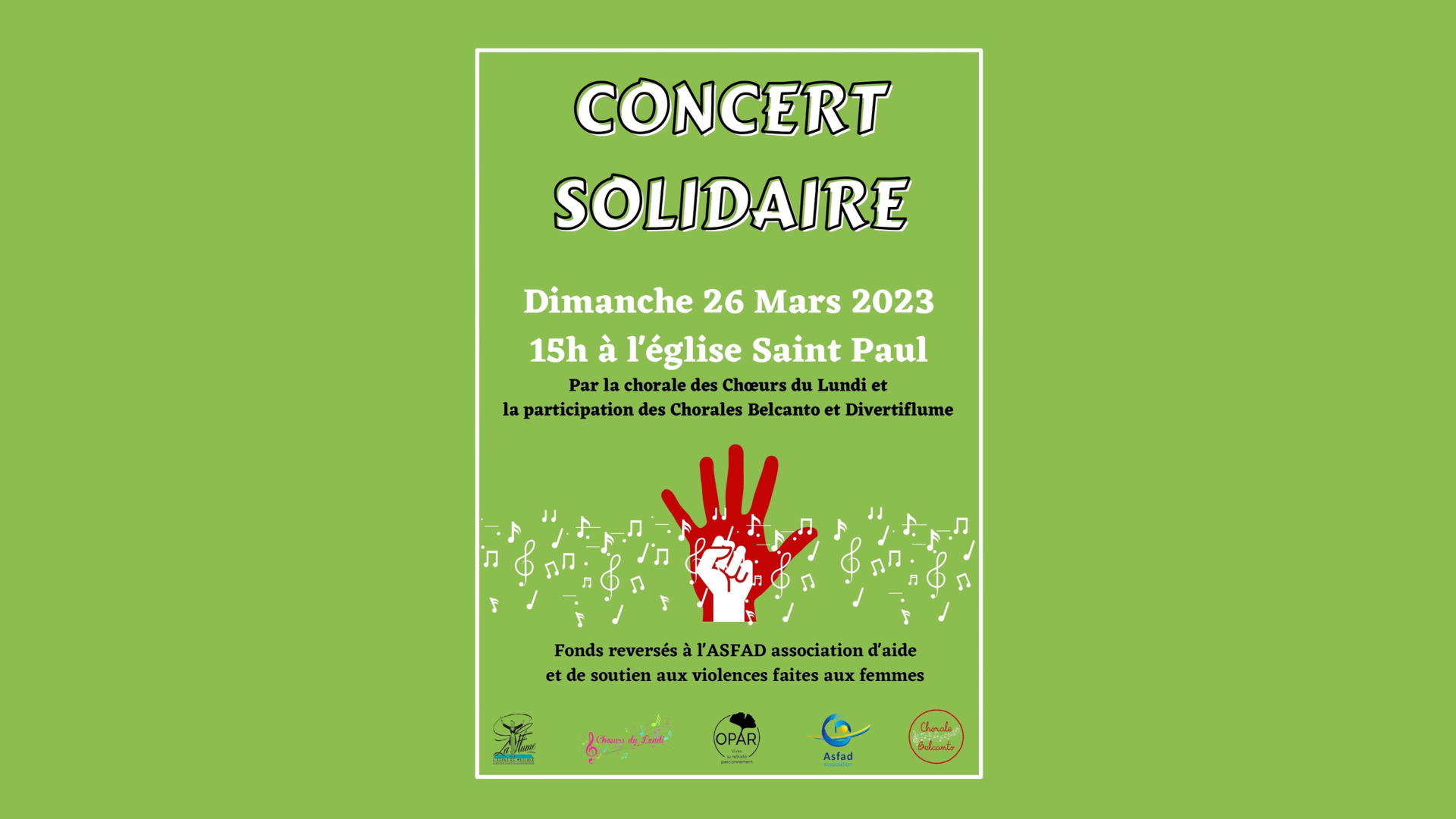 Concert solidaire 26 mars 2023 - ASFAD